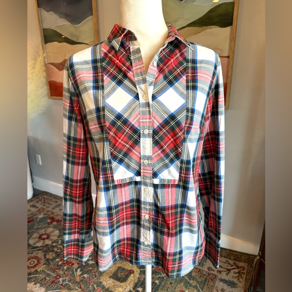 J. Crew | Tops | Jcrew Plaid Cotton Button Down Blouse | Poshmark